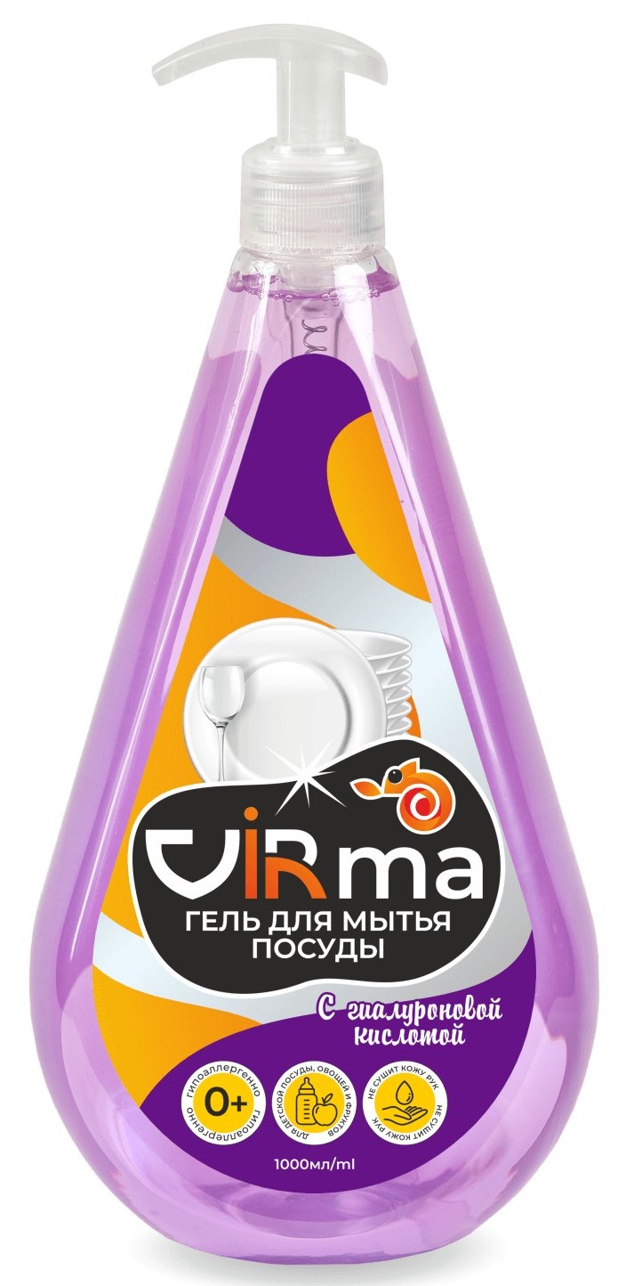 Средство д/мытья посуды VIRma 1л гипоаллергенное, с гиалуроновой ...